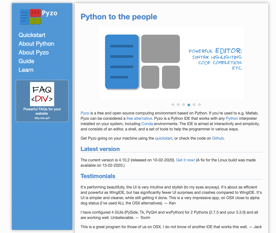 Présentation de l'ergonomie de Pyzo